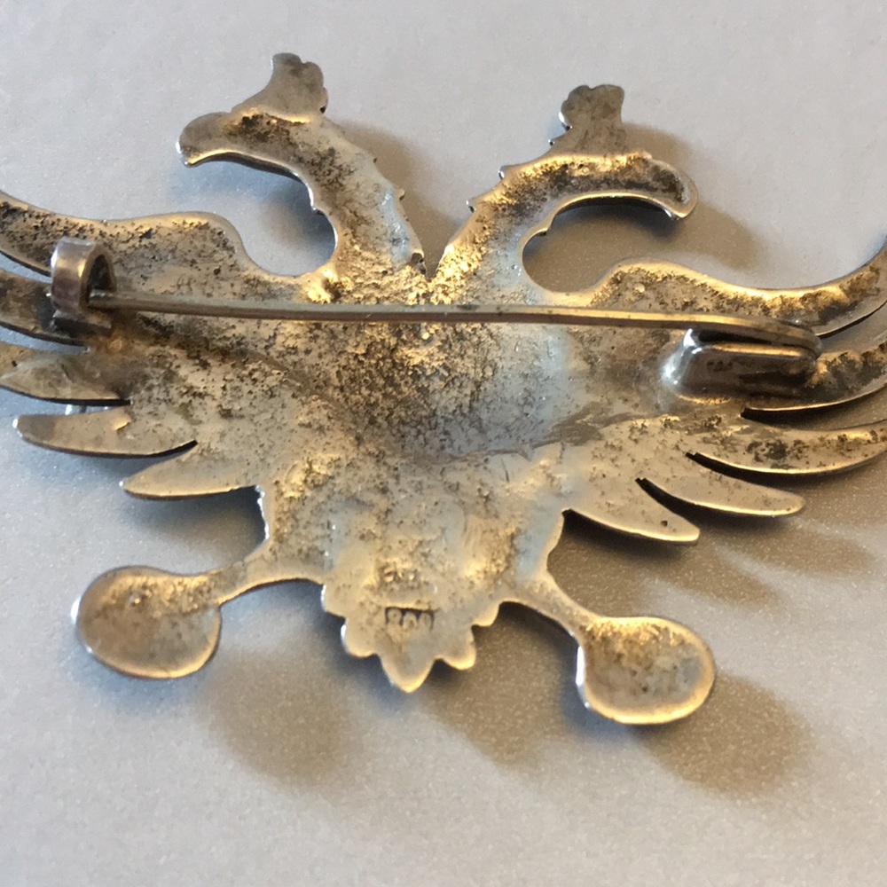 Sterling Double Headed Eagle Pendant - Gem